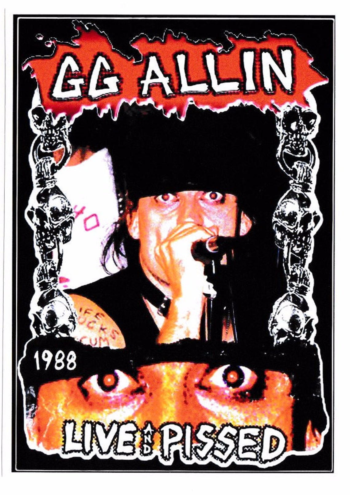 GG Allin Vinyl Sticker Hated in the Nation Live Terror - Etsy