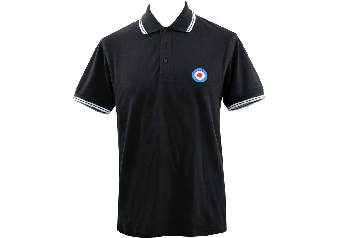 Mens Tipped Polo Shirt Mod Target Scooter Two Tone 60's the Who Jam RAF ...