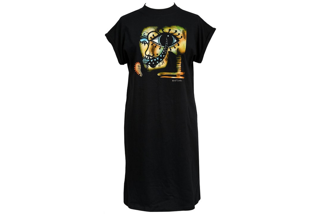 Women's High Neck T-shirt Dress Val Denham Trans Art Industrial ...