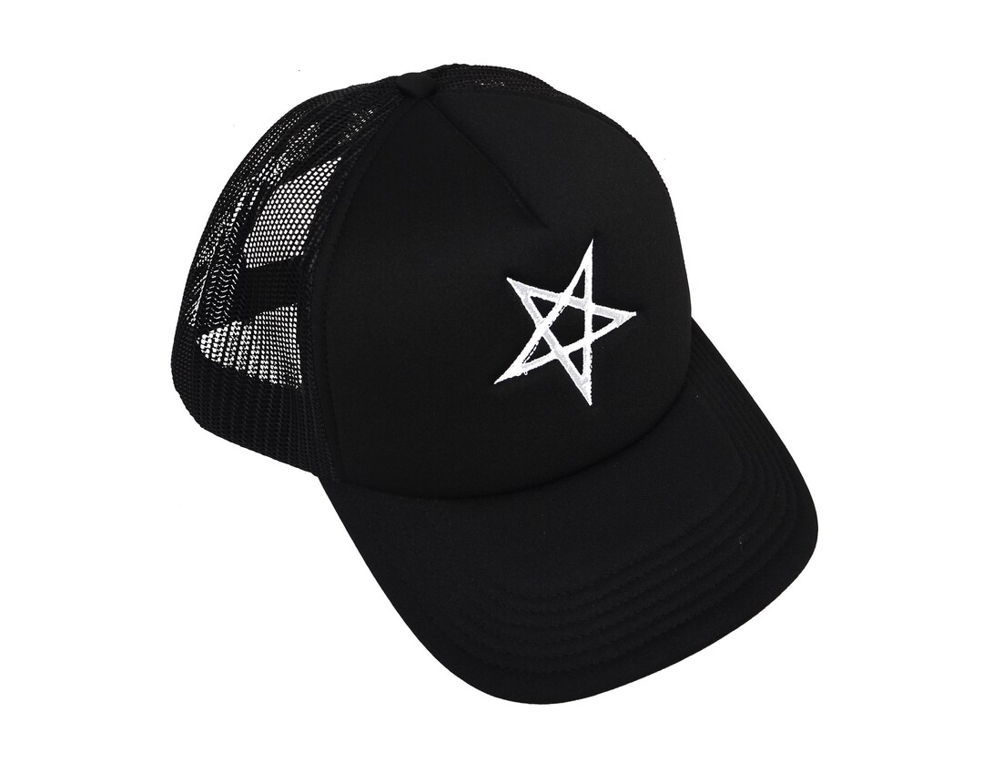 Inverted Pentagram Satanic Trucker Cap Embroidered Gothic Witch ...