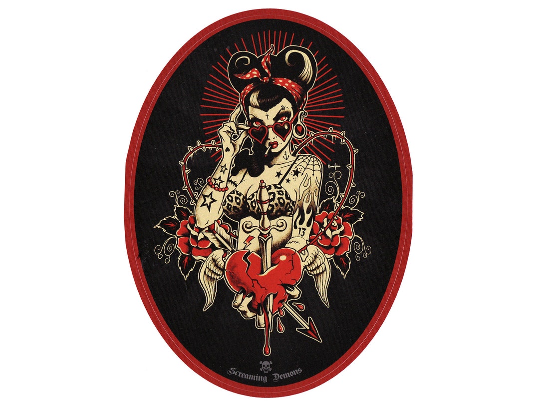 Rockabilly Pin-up Vinyl Sticker Decal Psychobilly Tattoo Rose Bandana ...