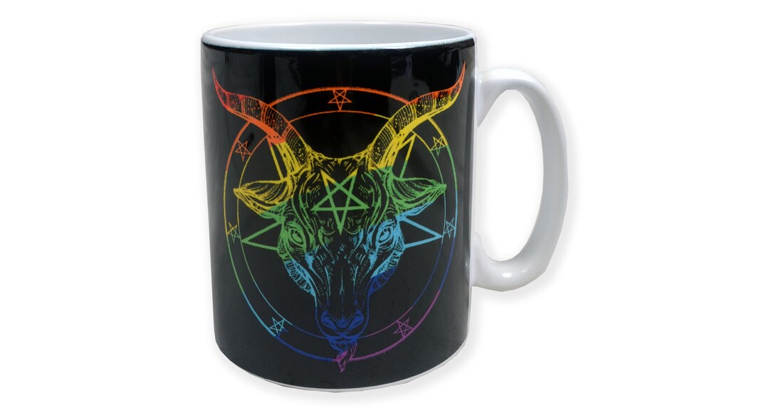 Baphomet Satanic Ceramic Mug Coffee Gothic Rainbow Pride Gift LGBTQ ...
