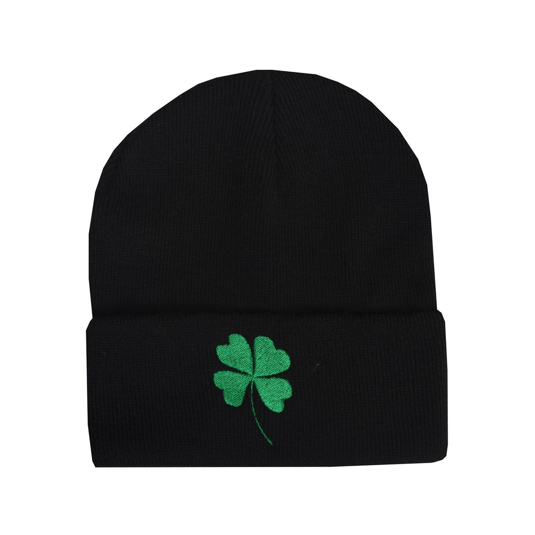 4 Leaf Clover Irish Beanie Hat Warm Winter Embroidered Lucky - Etsy