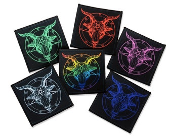 Satanic Baphomet Patch Punk DIY Pentagram Leftover Crack Occult Gothic ...