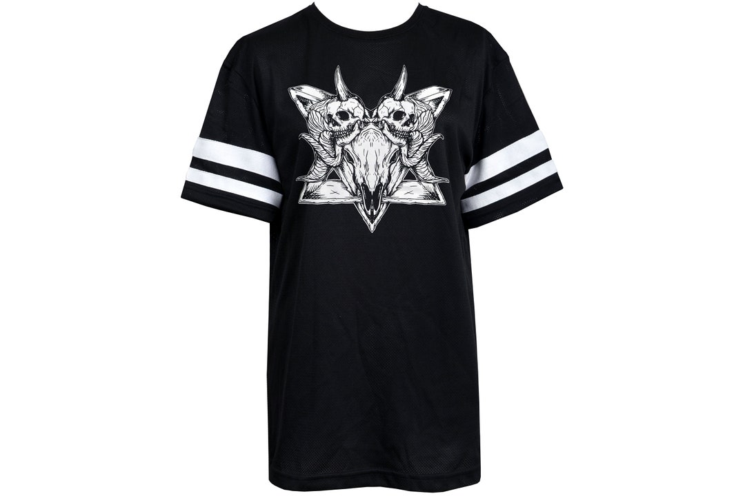 Womens Satanic American Football Mesh Net T-shirt Baggy Slouch Fit ...
