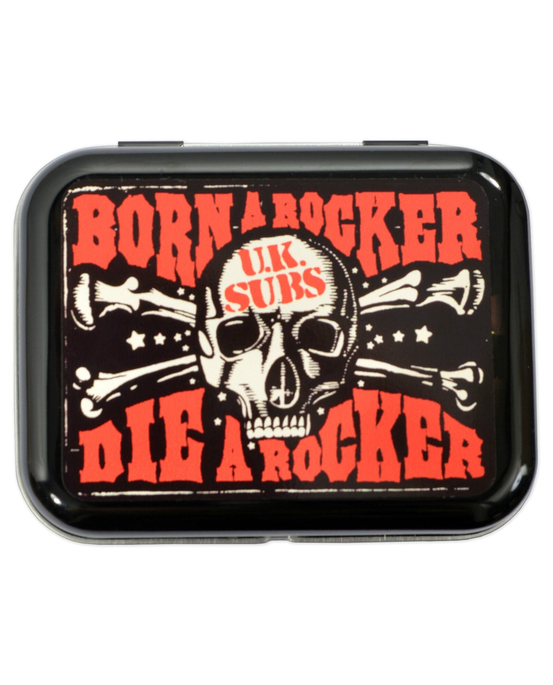UK Subs Born a Rocker Hinged Tin Storage Gift Tobacco Mints Skull Punk ...