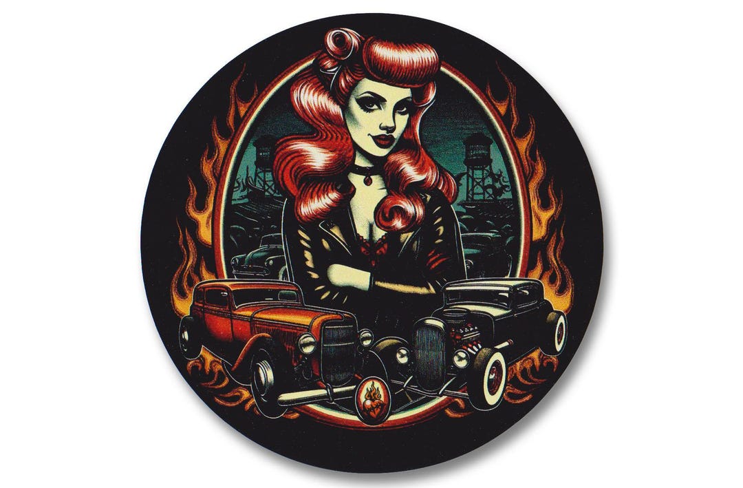 Rockabilly Pinup Vinyl Sticker Decal Hotrod Car Tattoo Lowbrow ...