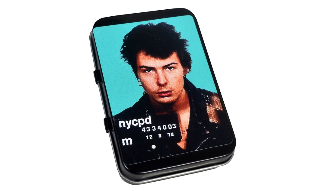 Sid Vicious Mugshot Full Colour 77 Punk Rocker Small Mini Hinged Tin ...