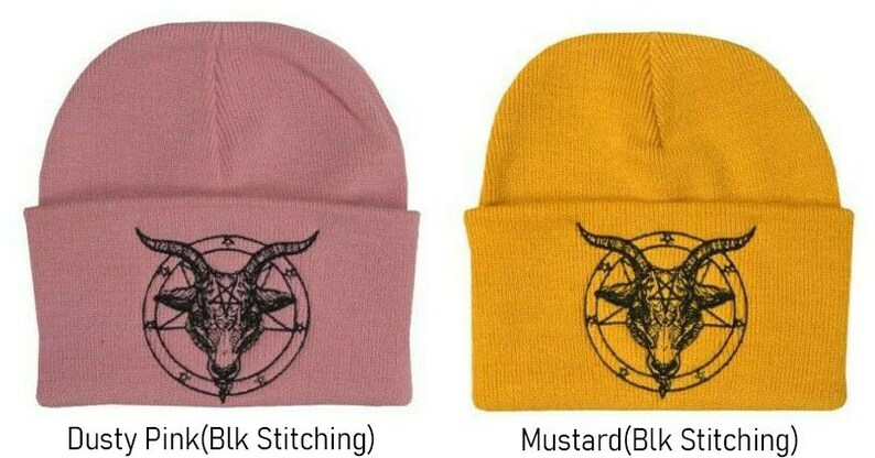 Baphomet Beanie Pentagram Satanic Occult Knitted Hat | Etsy