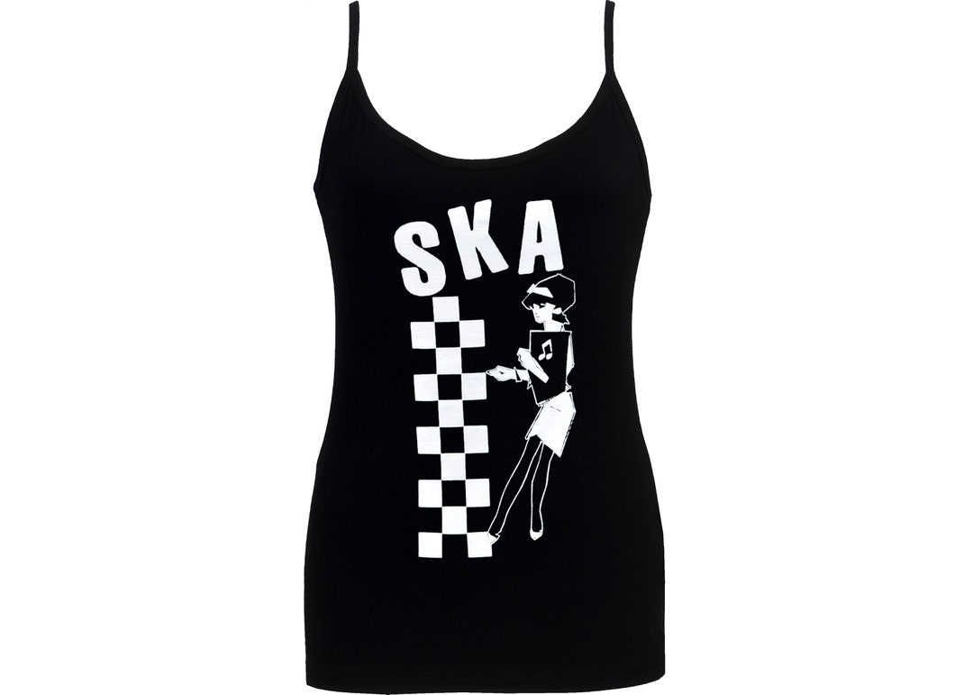 Women's Ska Spaghetti Strap Tank Top Checker Two Tone Reggae Rude Boy ...