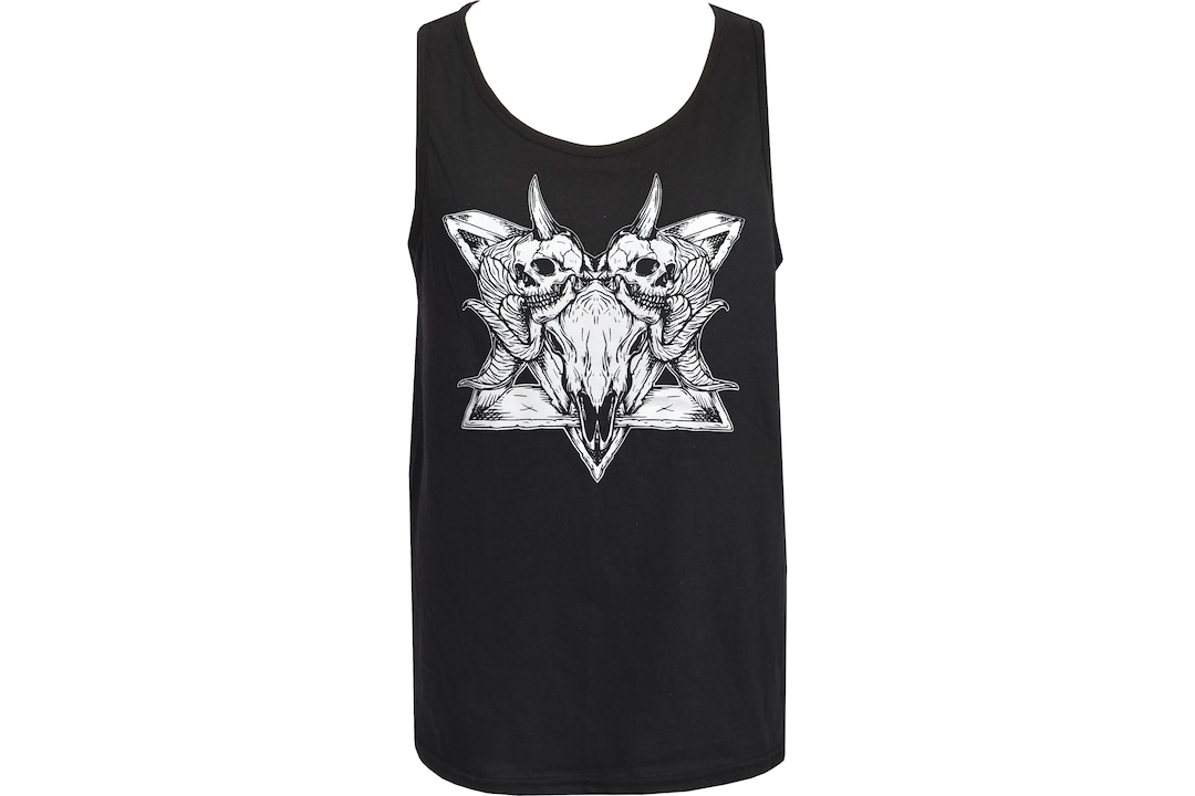Mens Satanic Tank Top Baphomet Goat Skull Gothic Pentagram Horns Devil ...