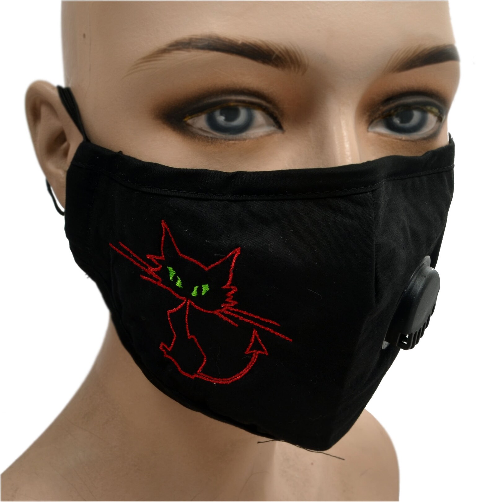 Devil Cat Kitty Embroidered Face Mask Washable Nose wire | Etsy