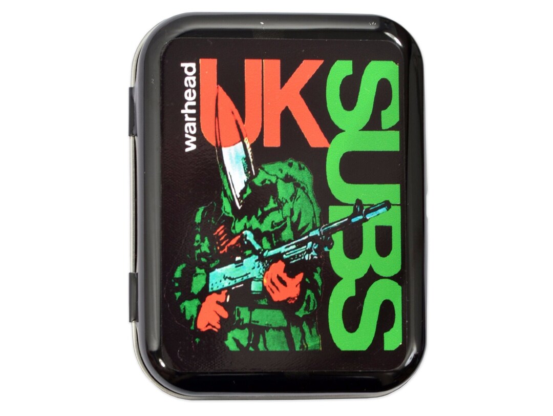 UK Subs Warhead Hinged Tin Storage Gift Tobacco Mints Skull Punk Rock ...