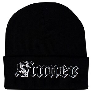 Gothic Witch Beanie - Embroidered Beanie - Sinner - Craft - Knitted Hat ...