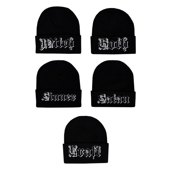 Gothic Witch Beanie Embroidered Beanie Sinner Craft - Etsy