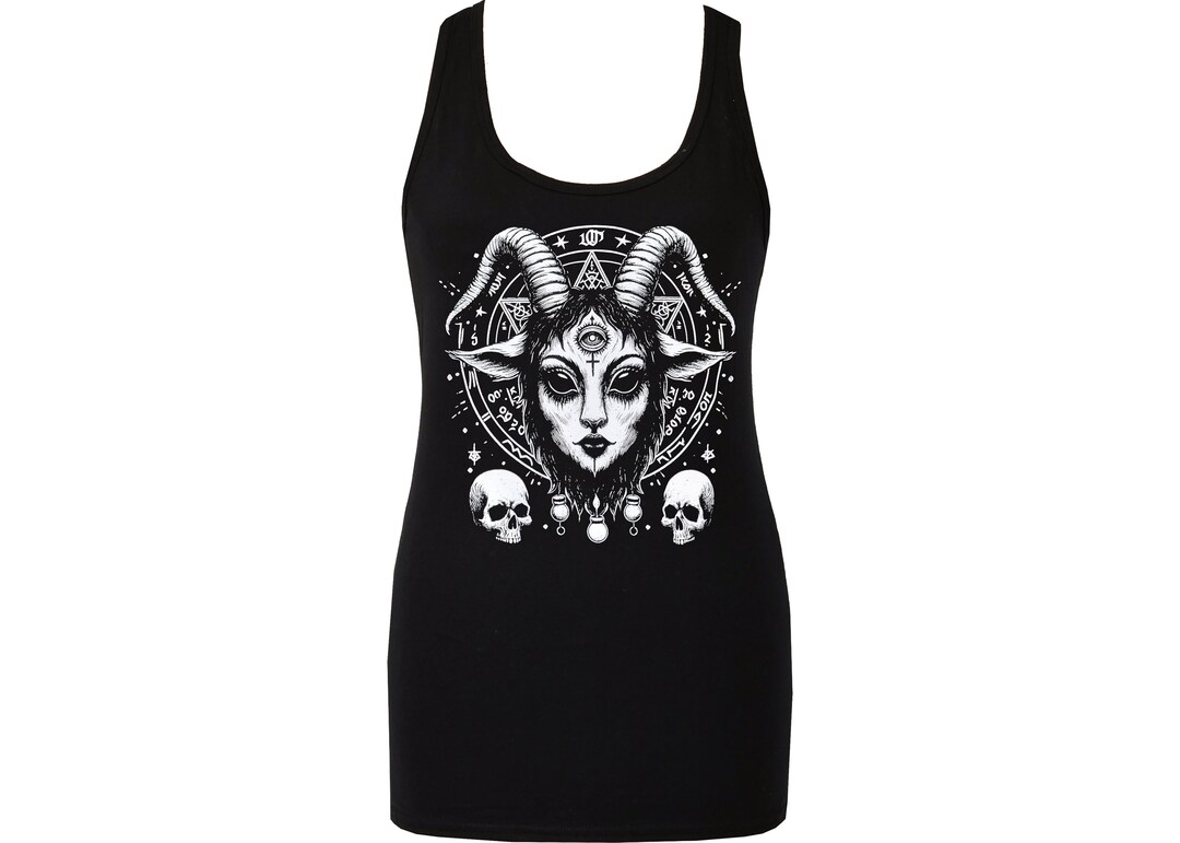 Women's Satanic Tank Top Gothic Baphomet Horned God Pan Demonic Pagan ...