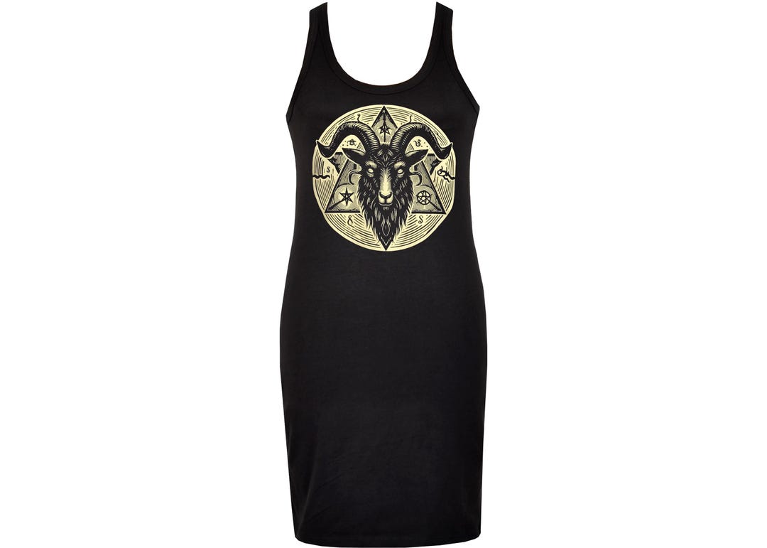 Women's Baphomet Dress Satanic Goat Witch Occult Sigil Devil Gothic ...
