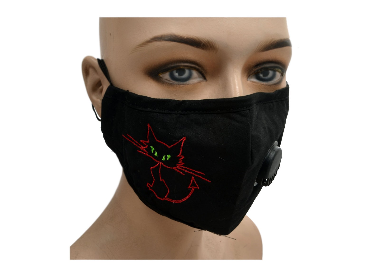 Devil Cat Kitty Embroidered Face Mask Washable Nose wire | Etsy