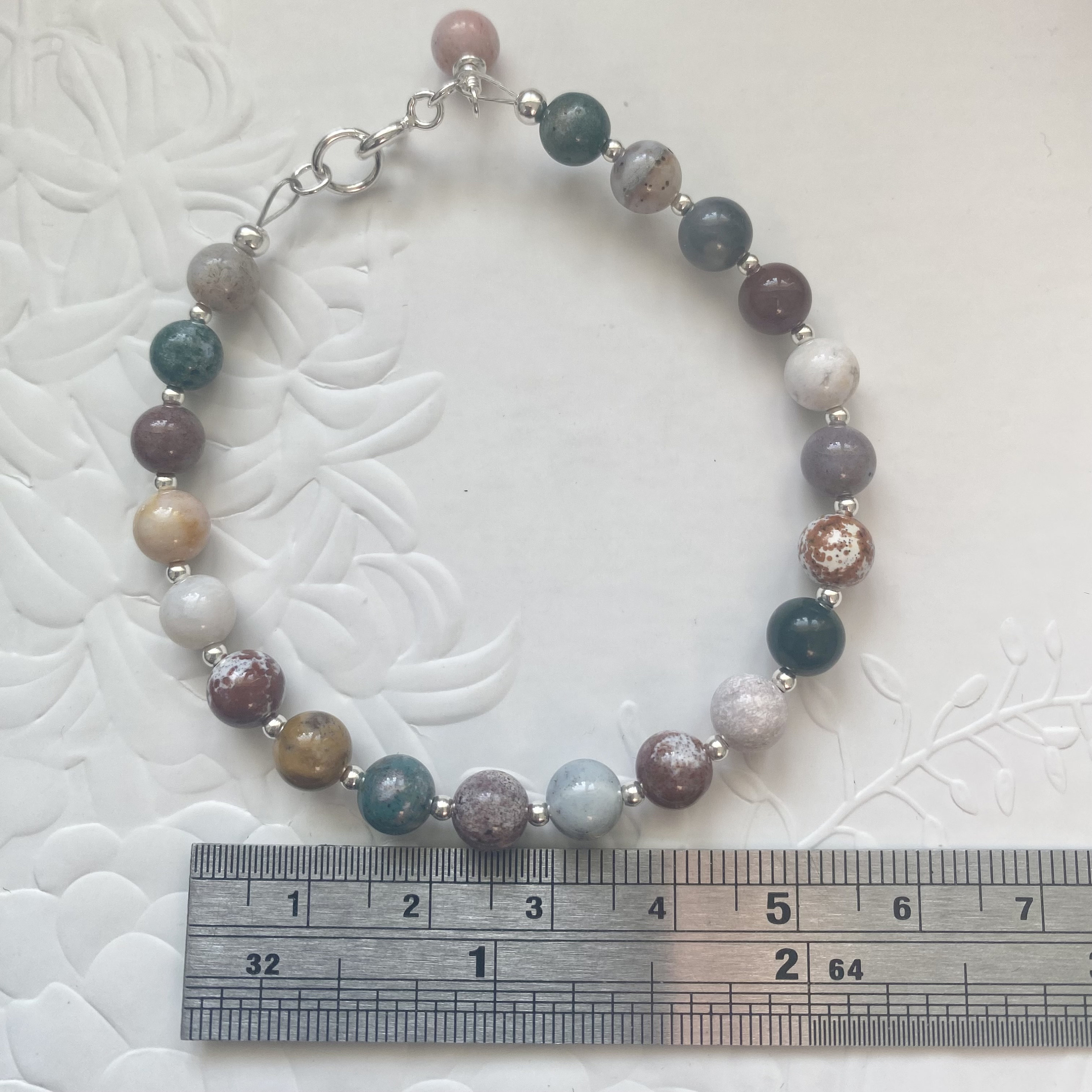 Sterling Silver Ocean Jasper Bracelet Handmade Gemstone - Etsy UK