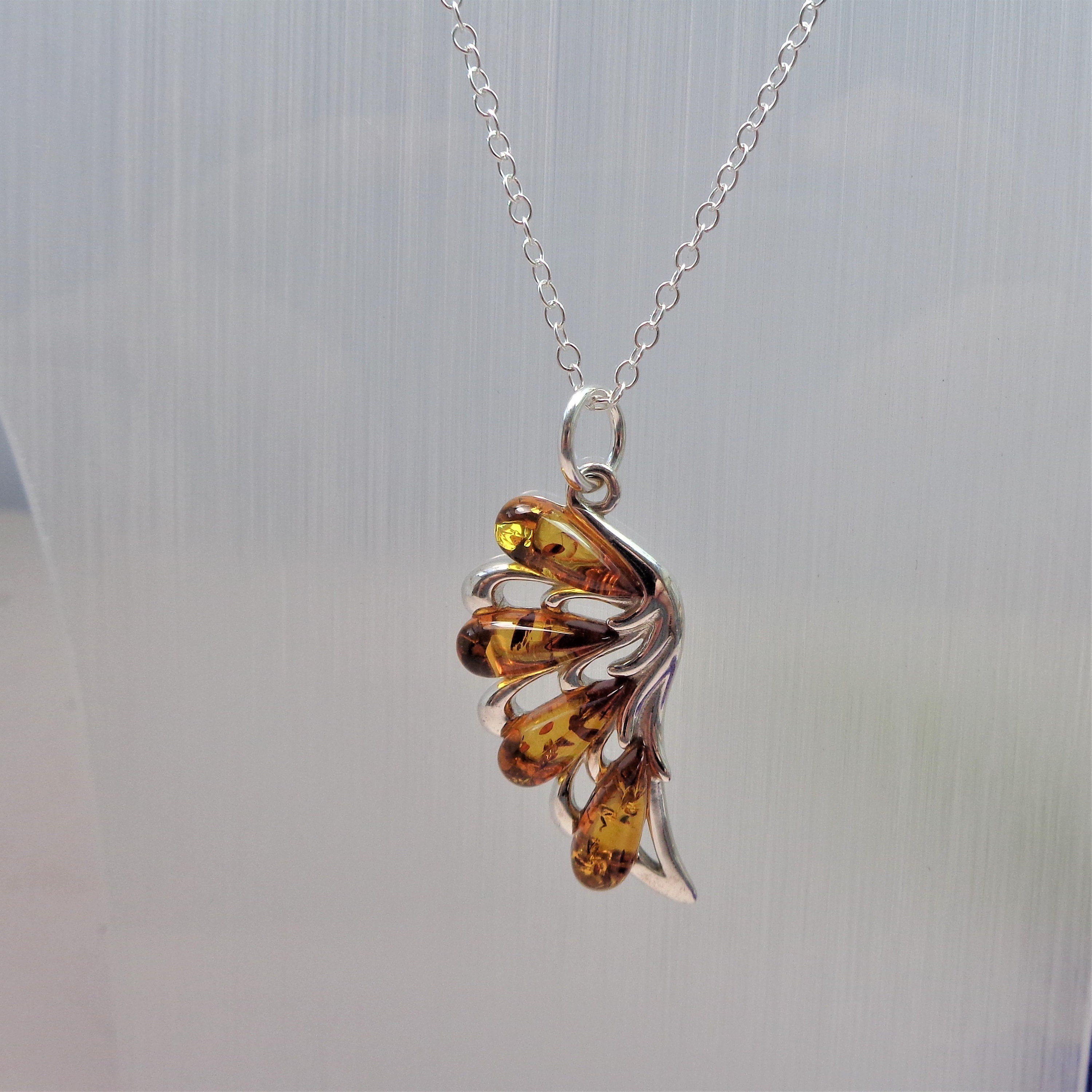 Amber pendant Baltic Cognac Amber Angel wing necklace | Etsy