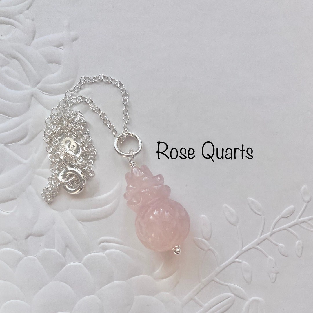 Colgante de piña Rose Quarts de plata de ley colgante de - Etsy España