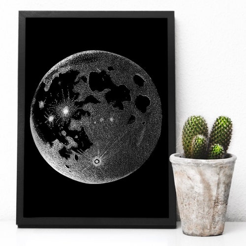 Stipple Moon Foil Print - Etsy