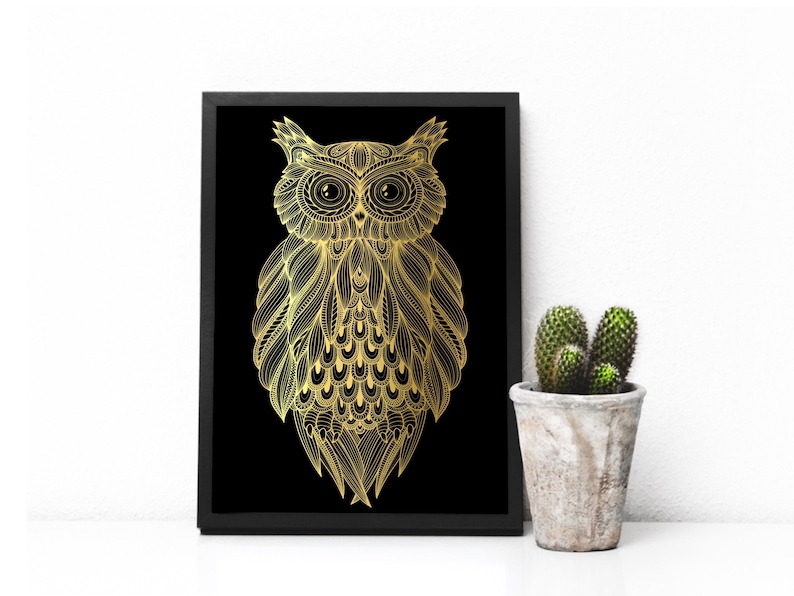 Owl Foil Print | Etsy