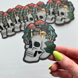 Mushroom Skull Metallic Sticker - Etsy