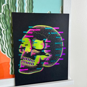 Glitch Skull Foil Print - Etsy