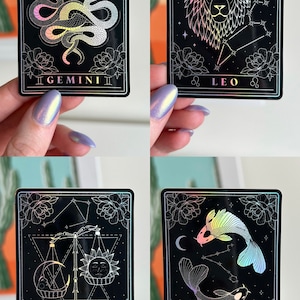 Zodiac Sign Holographic Stickers - Etsy
