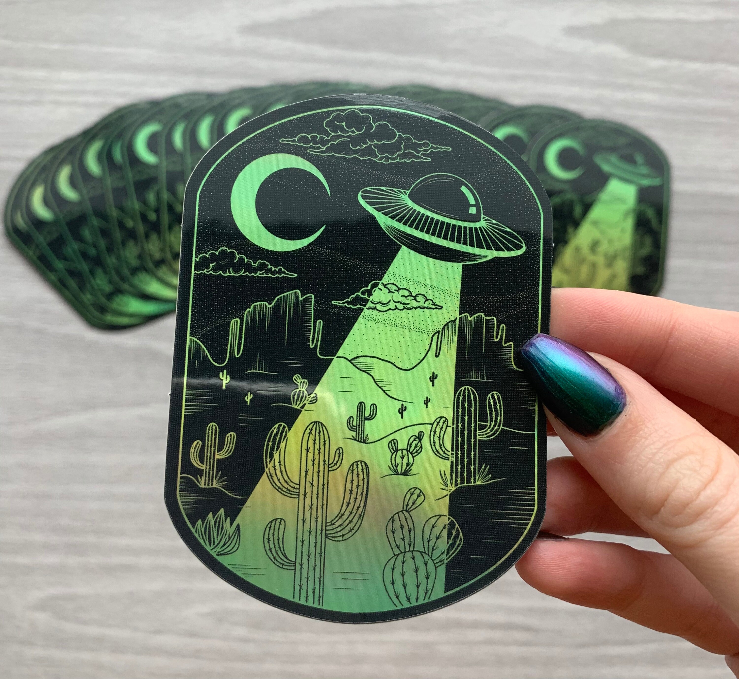 UFO Holographic Sticker - Etsy