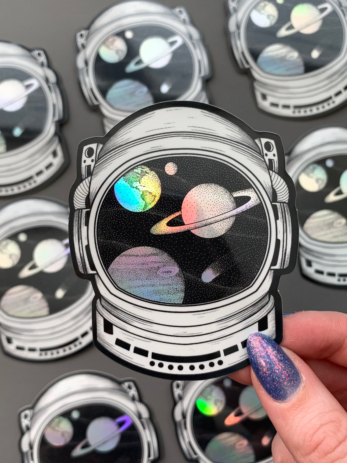 Space Helmet Holographic Sticker - Etsy
