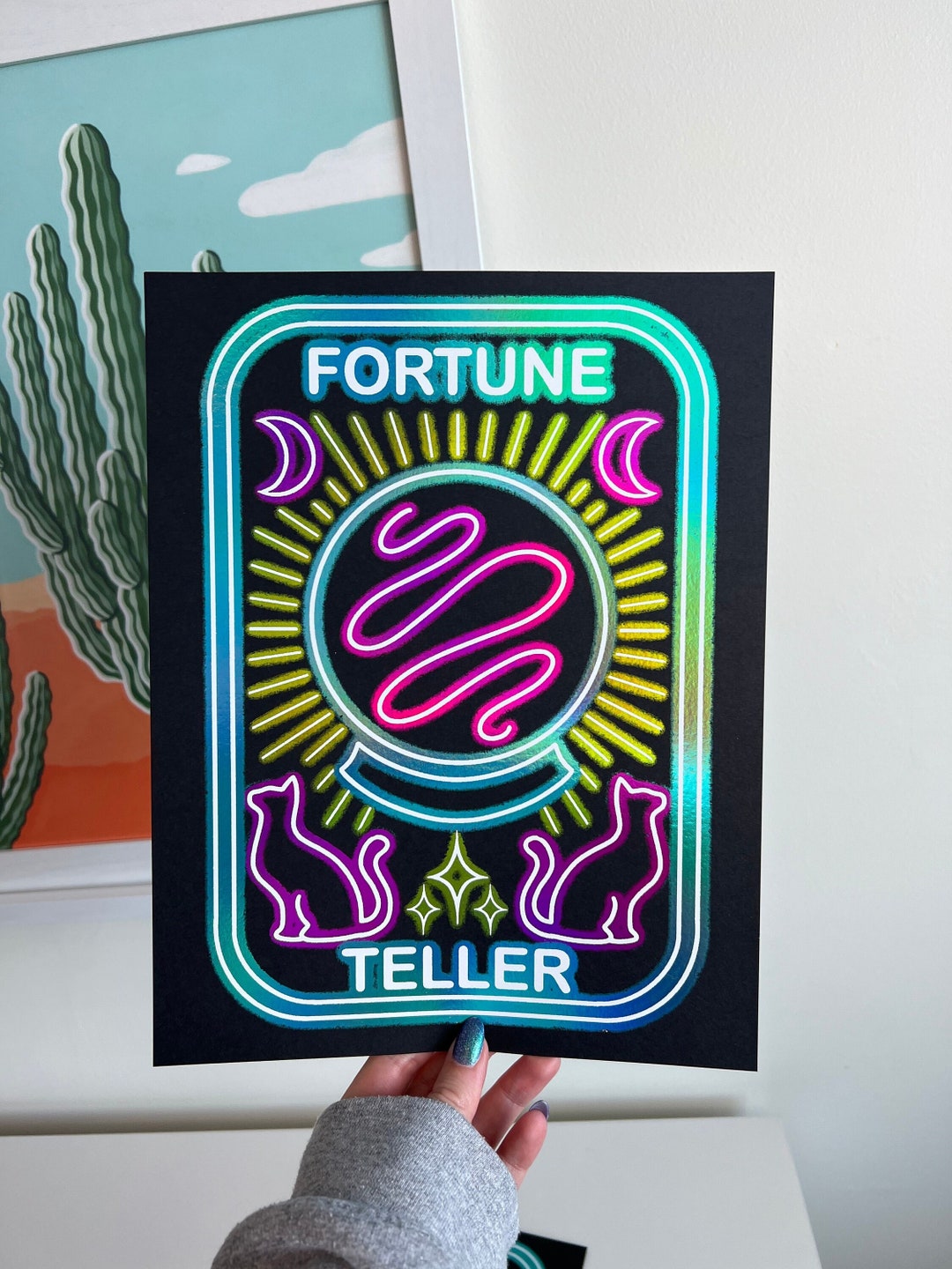 Fortune Teller Neon Sign Foil Print - Etsy