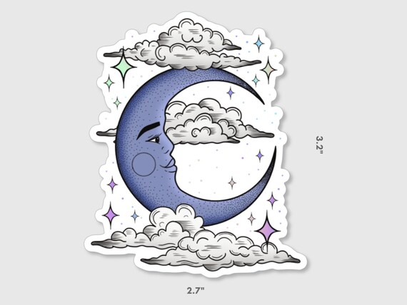 Holographic Moon Sticker - Etsy