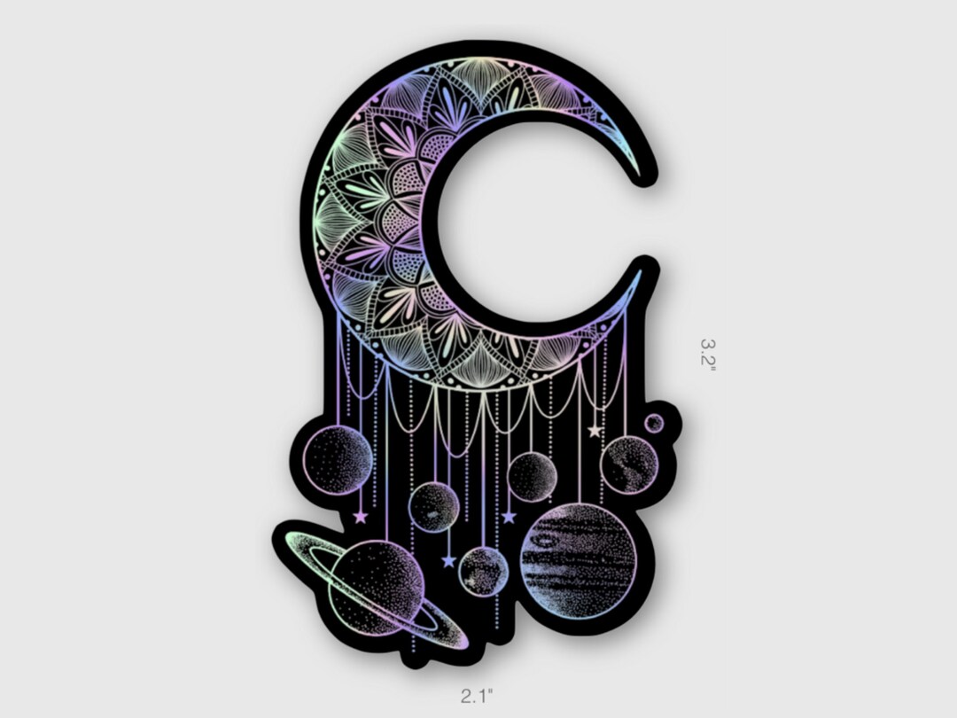 Galactic Moon Holographic Sticker - Etsy