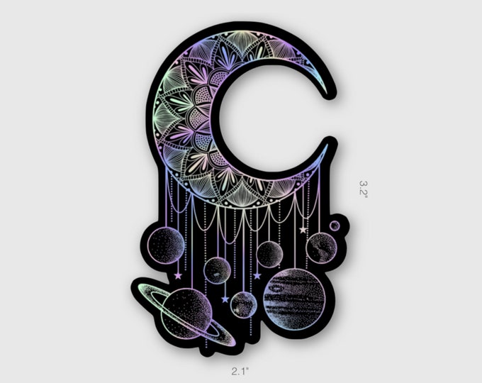 Galactic Moon Holographic Sticker - Etsy