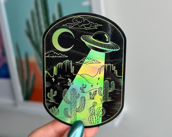 UFO Holographic Sticker - Etsy