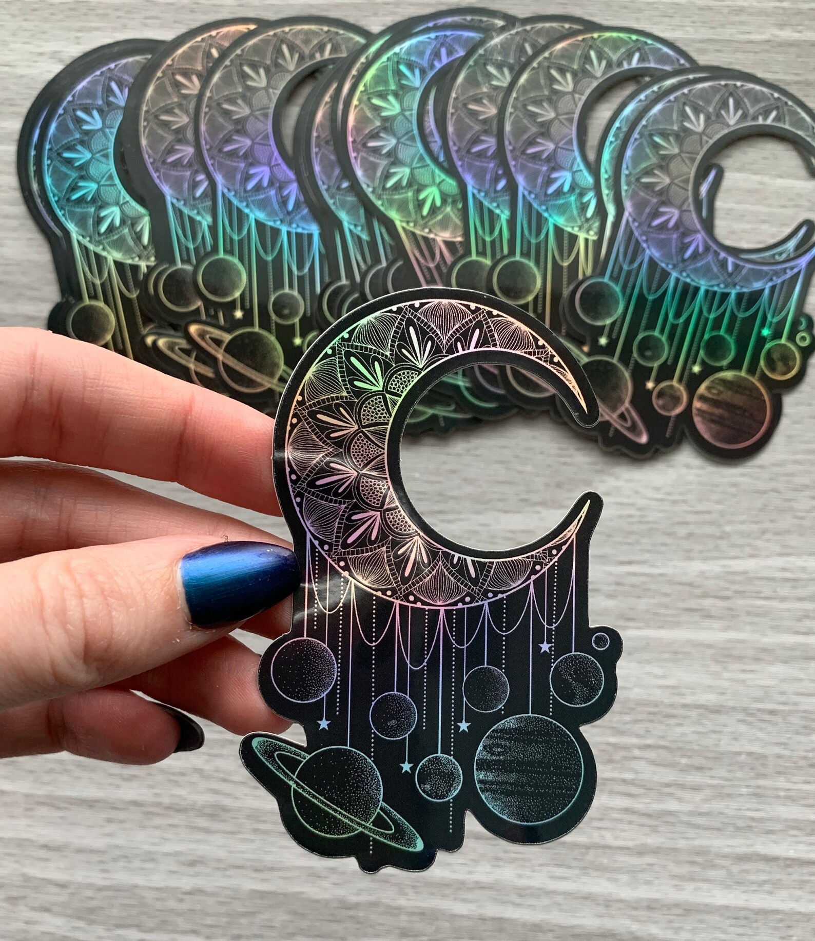 Galactic Moon Holographic Sticker - Etsy