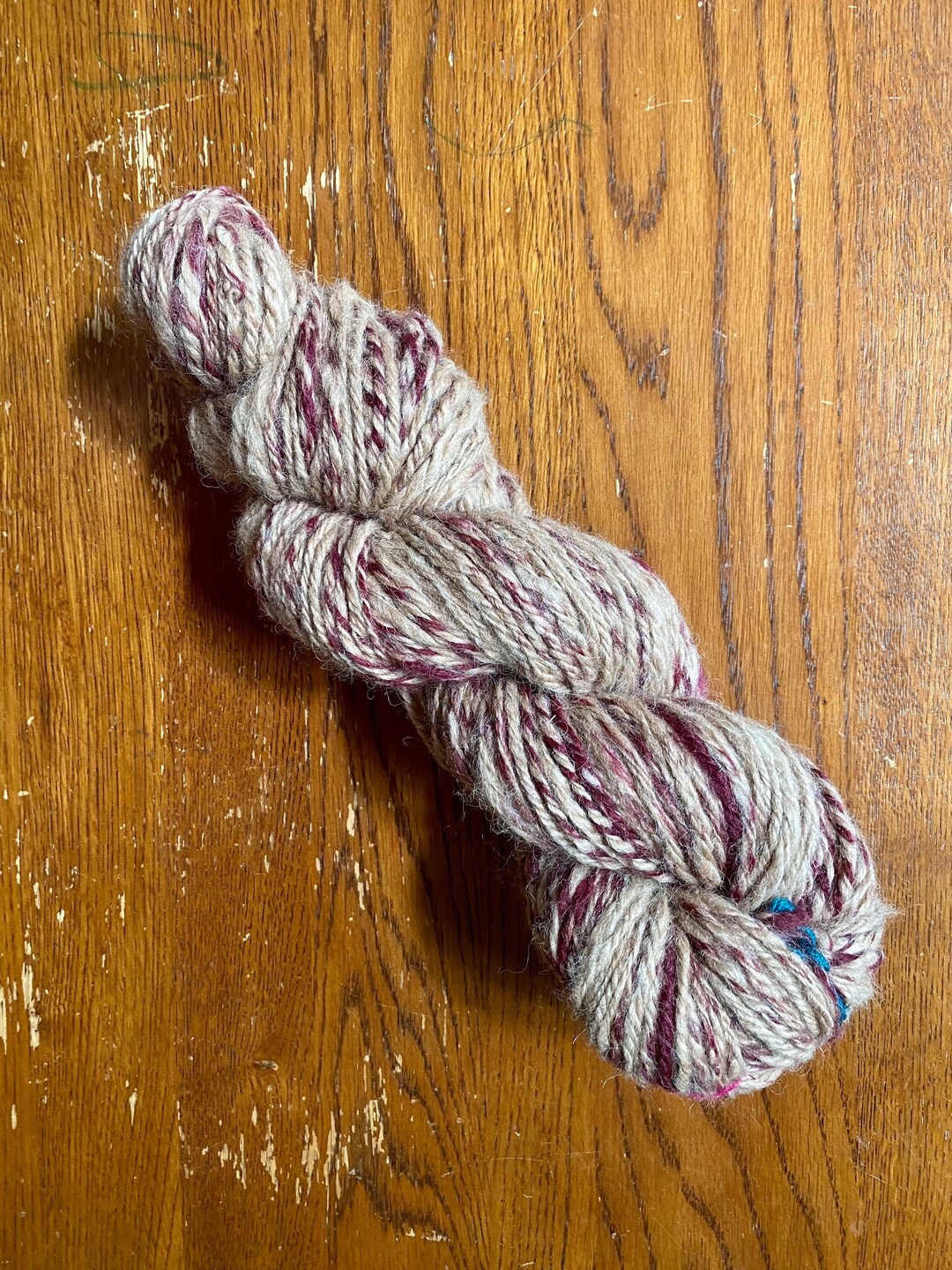 Handspun Yarn - Superbulky - Burgundy and Buff Alpaca - OOAK - Etsy