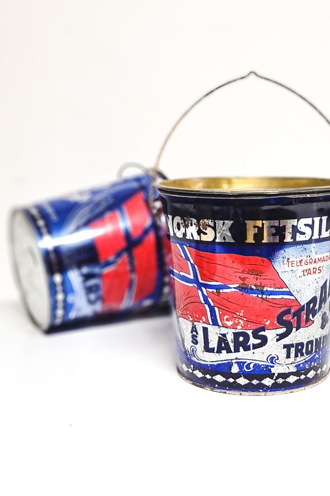 Collectible Norwegian Herring Tin Pail Lars Strand & Co Trondheim Mid ...