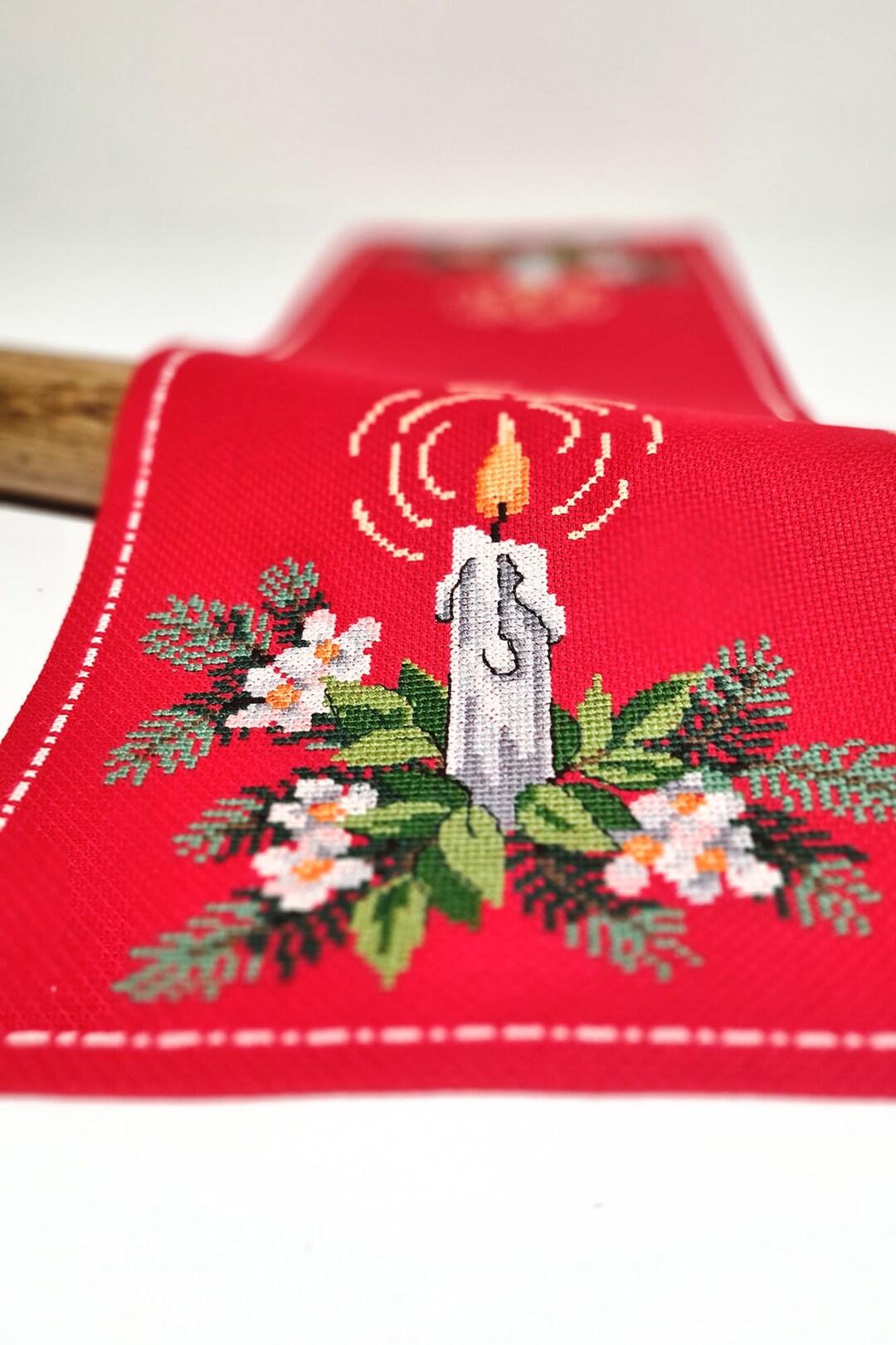 Scandinavian Christmas Table Runner Nordic Holiday Hygge Embroidered ...