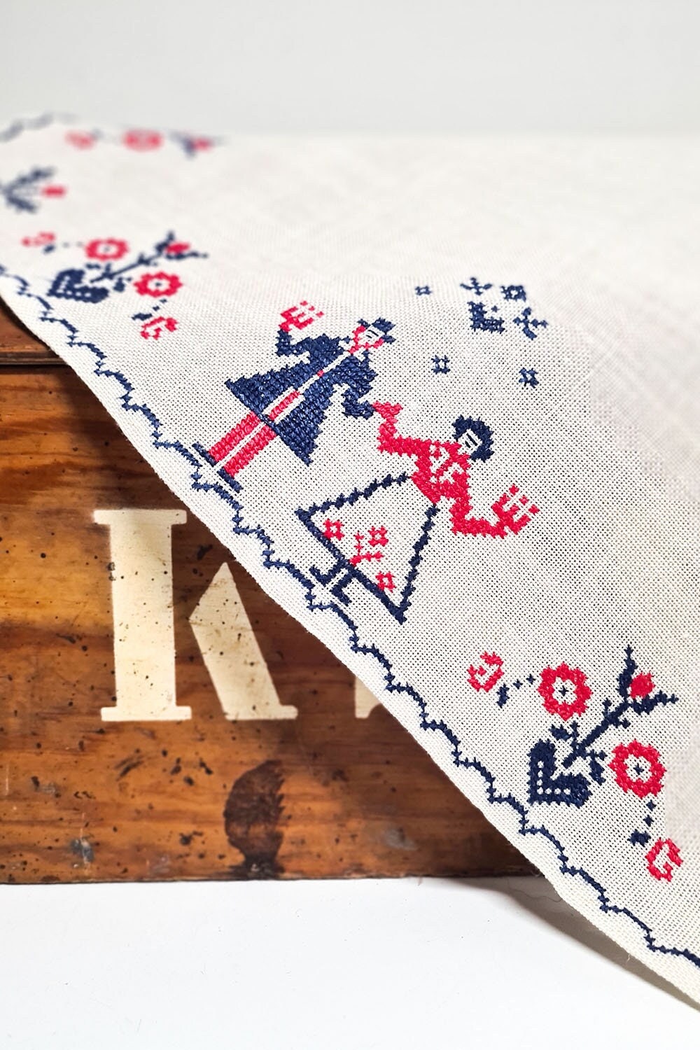 Norwegian Flag Colors Embroidered Folklore Linen Tablecloth Norway's ...