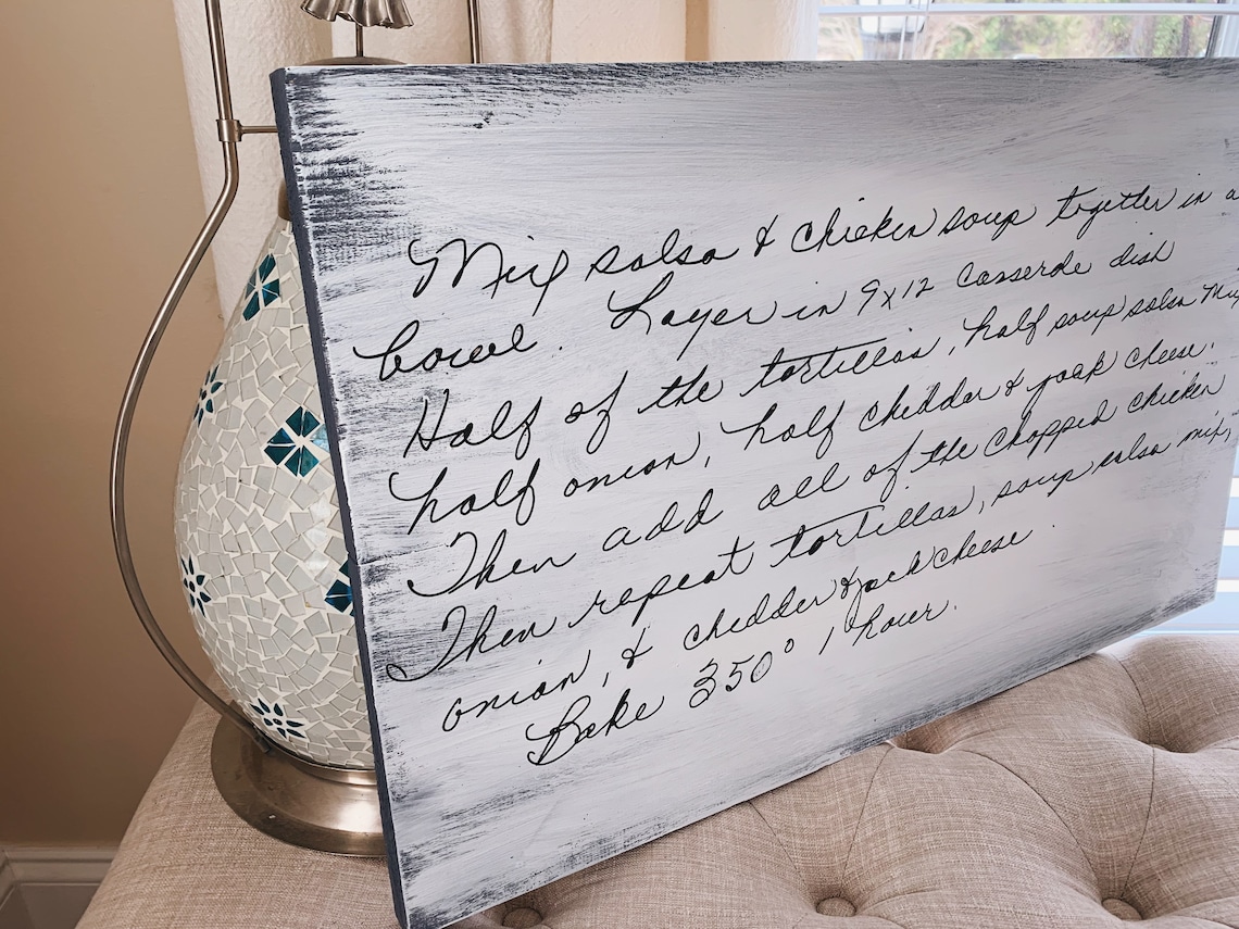 Larger Recipe Sign Custom Recipe Sign Handwritten Recipe - Etsy