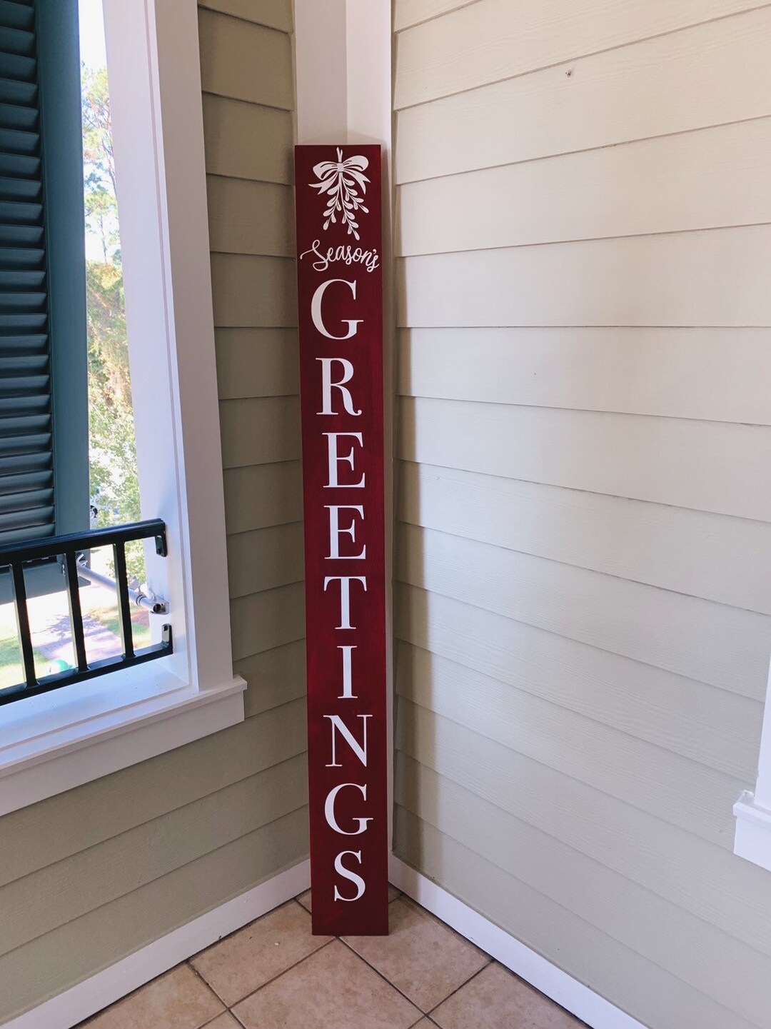 Seasons Greeting Front Porch Sign Christmas Front Door Decor Holiday ...