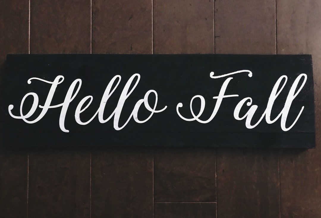 Hello Fall Sign Fall Wooden Sign Rustic Fall Decor Farmhouse Fall Decor ...