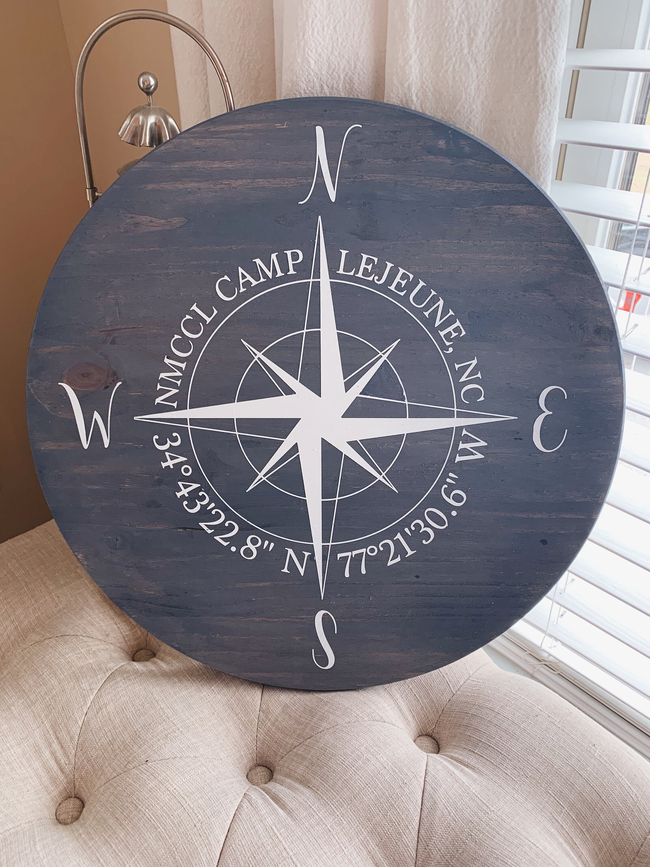 Personalized Coordinate Compass Sign Nautical Compass Sign | Etsy