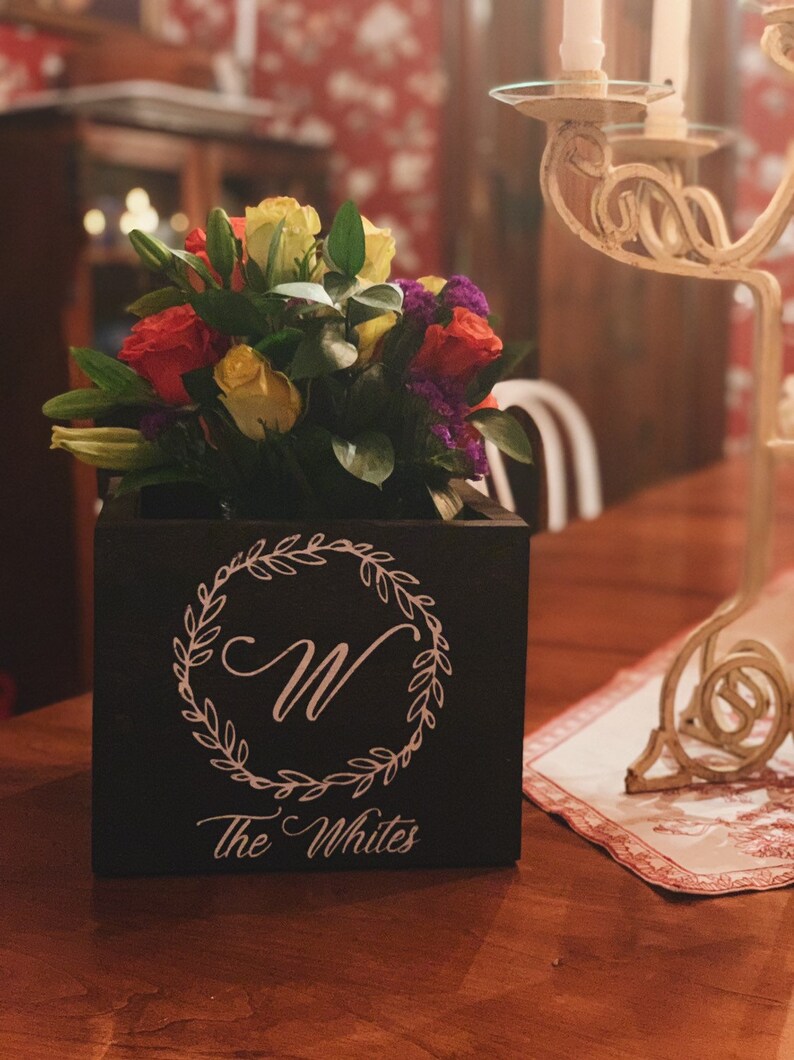 Small Personalized Flower Box Last Name Wooden Box - Etsy