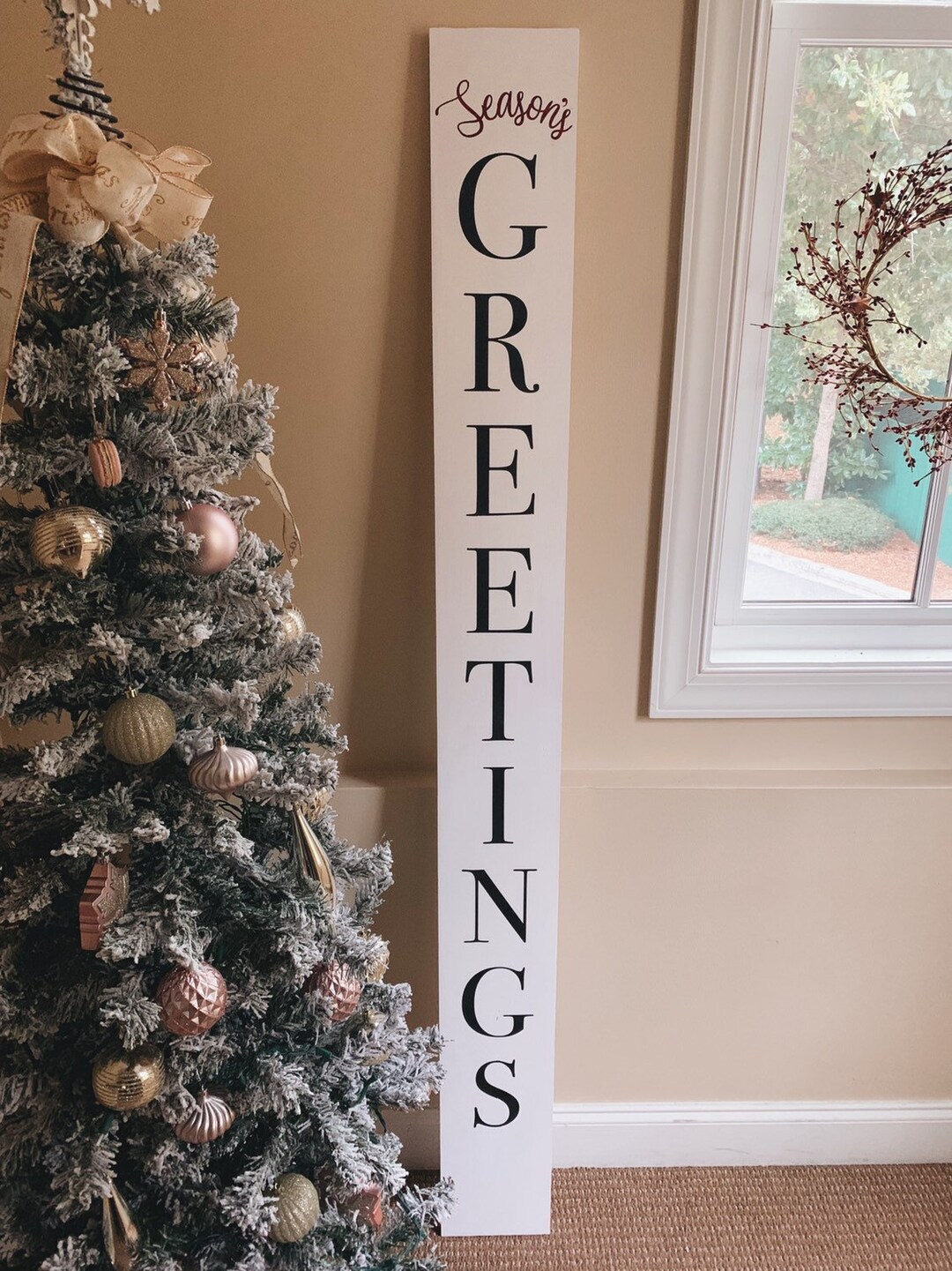 Seasons Greeting Front Porch Sign Christmas Front Porch Sign White ...