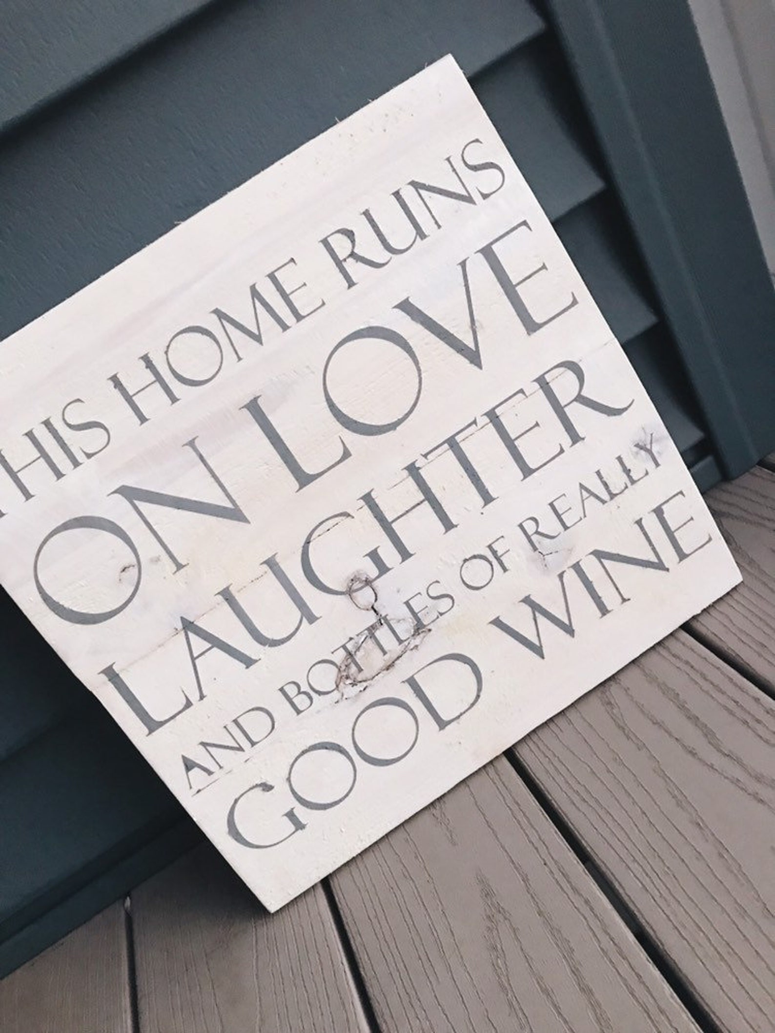 This Home Runs on Love Sign Laughter Sign Wine Sign Home | Etsy