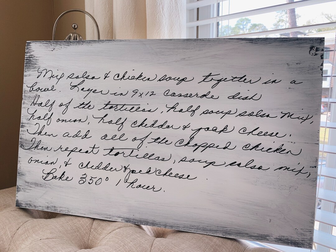 Larger Recipe Sign Custom Recipe Sign Handwritten Recipe Sign ...